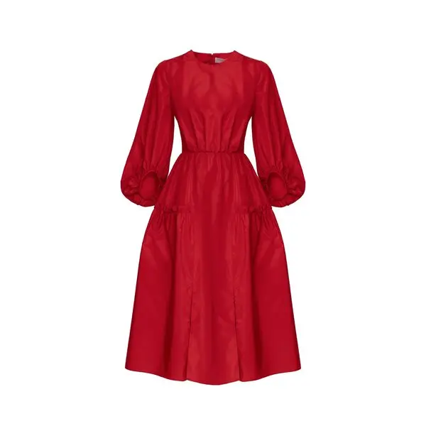 GEORGETTE Grace Dress With Cut-out Sleeve - Red