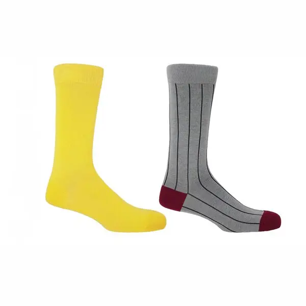 PEPER HAROW - MADE IN ENGLAND Sunshine Classic & Ash Pin Stripe Socks - Yellow