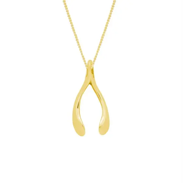 KATIE MULLALLY Tiny Yellow Plated Wishbone Necklace - Gold