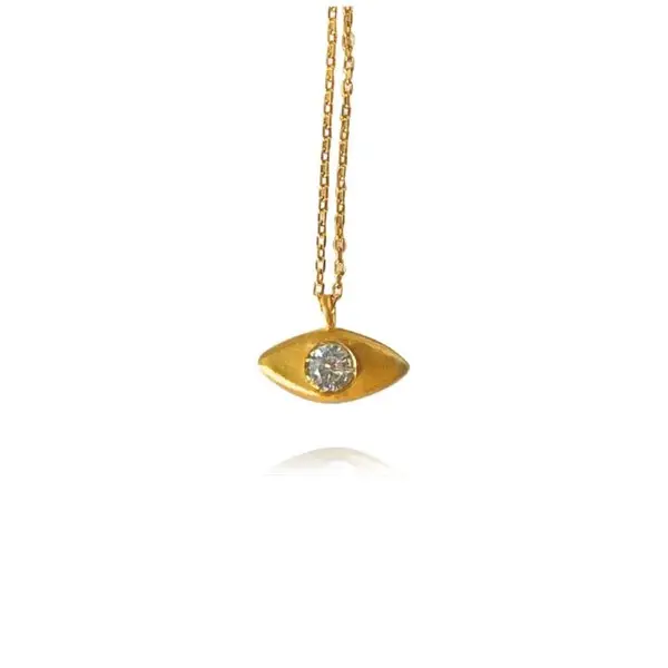 LINYA JEWELLERY Aura Minimal Stone Eye Necklace - Gold