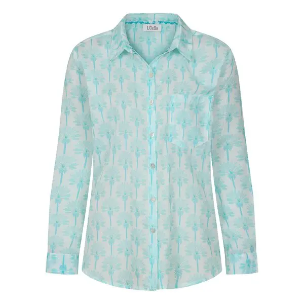 LUELLA FASHION Neutrals Biarritz Cotton Shirt Printed Pattern Aqua - Green