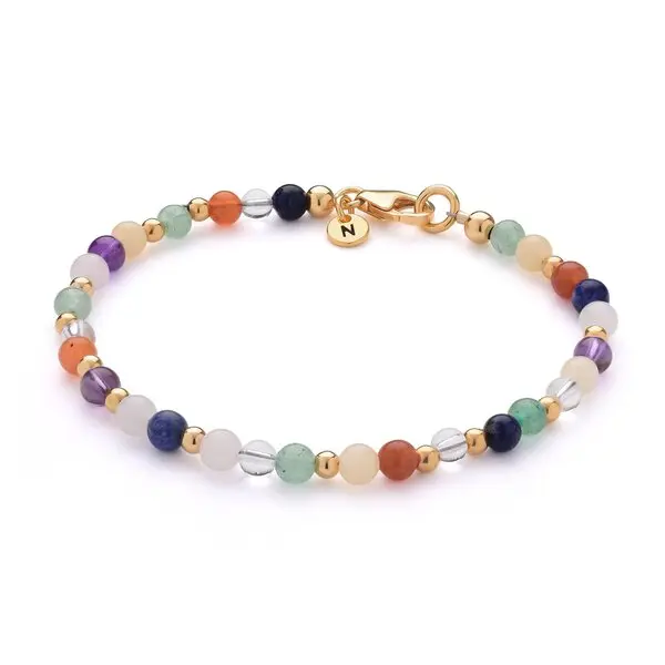 NELLOU JEWELLERY Jewel Bead Chakra Bracelet Plated Sterling Silver - Gold