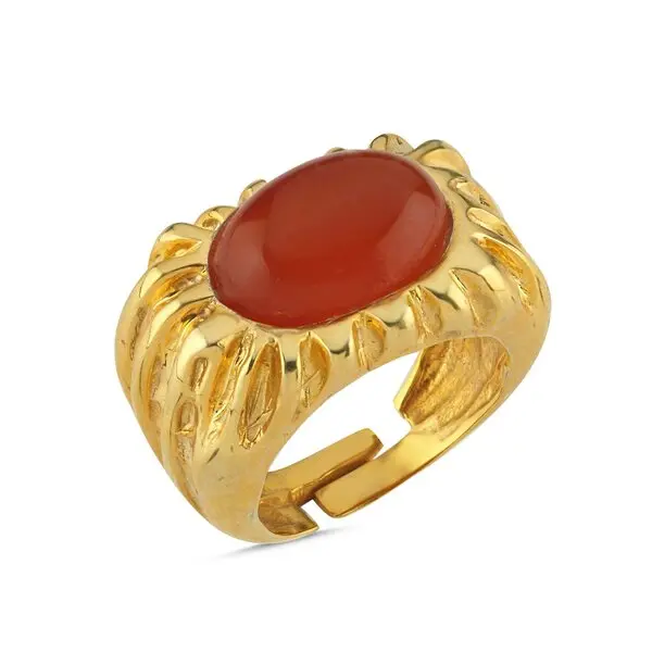 LINYA JEWELLERY Eos Agate Stone Ring - Brown