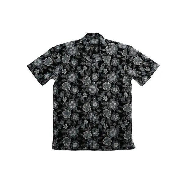 EIGHT X Blue / Black Pixel Bloom Artisan Short Sleeve Button Up Shirt