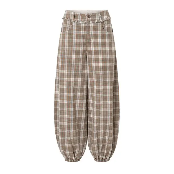 AMY LYNN Esme Check Cotton Balloon Trousers - Green