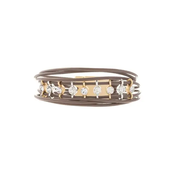 Saachi Jewel Leather Wire Bracelet - Brown