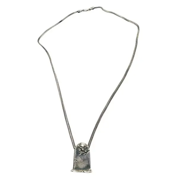 TG-JEWELLERY BY TAMARA GERVASIO Silver / Black Skeleton Grave Snake Chain Necklace Sterling Silver - Silver/black