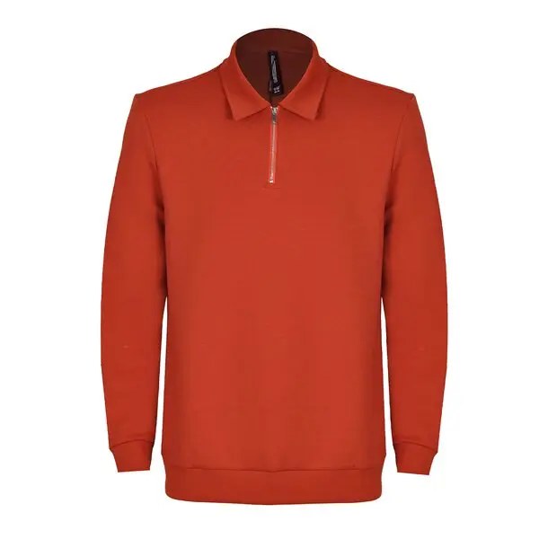 DAVID WEJ Enzo Cotton Zip Polo - Orange