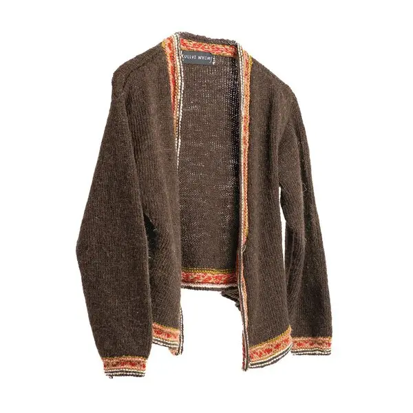 CHARKHA & LOOM Brown / Red Altair Wool Cardigan – Dark Brown - Brown/red