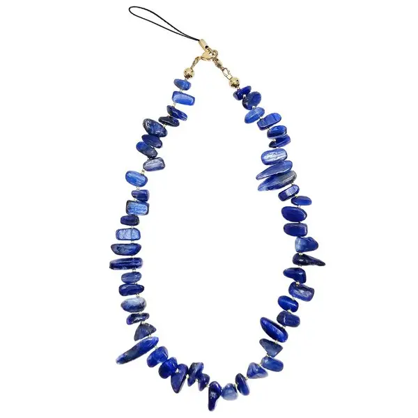 FARRA Tooth Shaped Kyanite Gemstone Phone Strap - Blue