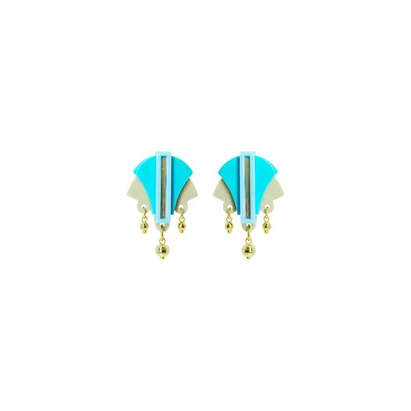 GISSA BICALHO Handmade Acrylic Earring Oca Turquoise - Blue