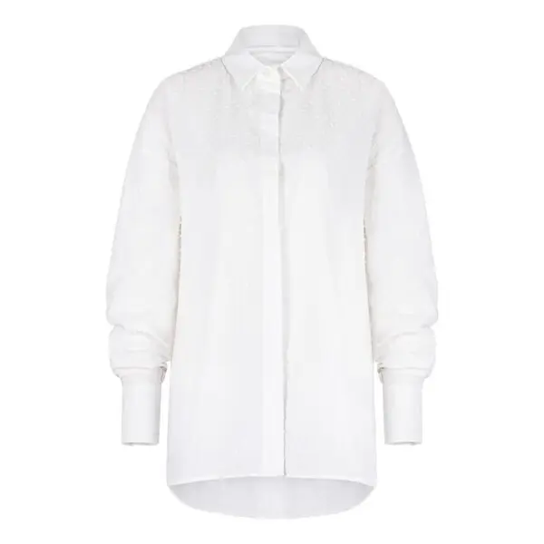CLOTHES BY LOCKER ROOM Swiss-dot Button-down Shirt - White