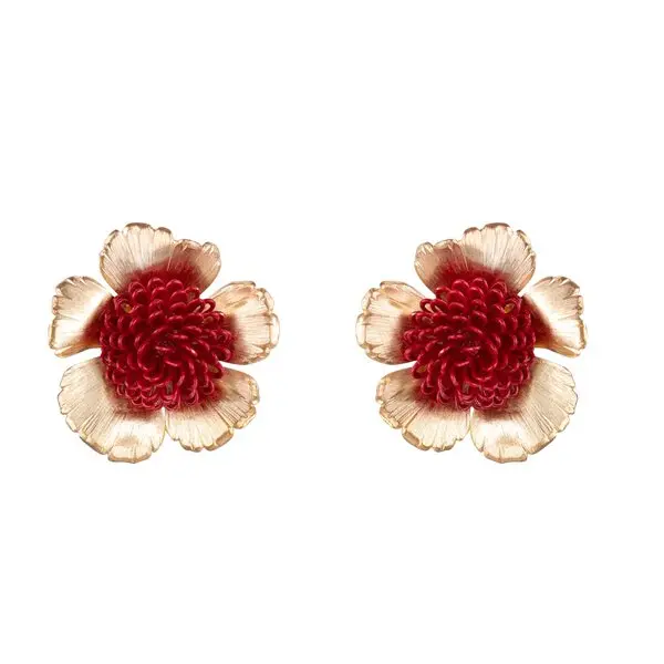 Pat’s Jewelry Floral Pompom Earrings - Red