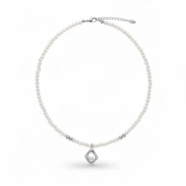 ANGEL BAROCCO Bead & Gold Pearl Necklace - Silver
