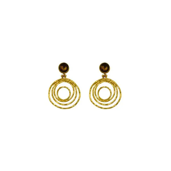 LES REINES Solstice With Smoky Topaz Statet Earrings 24k Plated - Gold