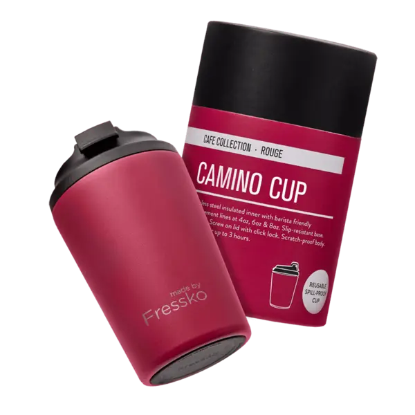 Fressko Camino 12oz / 340ml Reusable Coffee Cup, Stainless Steel Rouge - Red