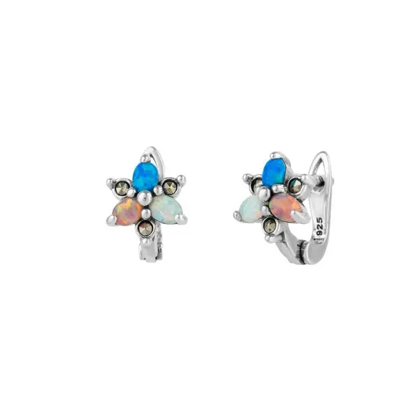 SPERO LONDON High Quality Opal Flower Sterling Earring - Silver