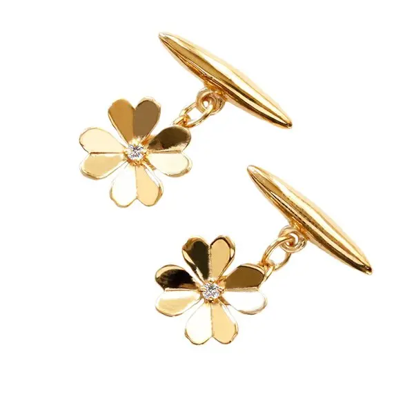 LEE RENEE Lucky Clover Diamond Cufflinks - Gold
