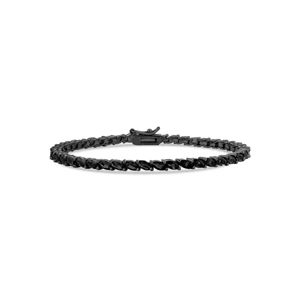 SALLY SKOUFIS Renaissance Bracelet With Made Cz Diamond Stimulant In Sterling Silver & Premium Rhodium - Black