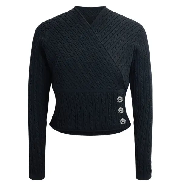 ROCH PEREL Black / Silver Black Embellished Cable Wrap - Black/silver
