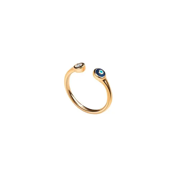 KARMA AND LUCK Navy Enamel Evil Eye Ring – Protection Statet Jewelry – Sparkling Positivity - Gold