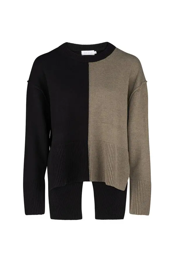DREF Pluto Fitted Sweater Black / Olive Branch - Black/green
