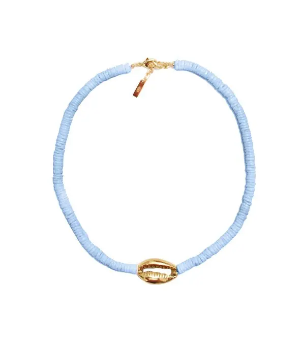 ADRIANA PAPPAS DESIGNS Heishi Gold Shell Necklace Blue - Blue/yellow