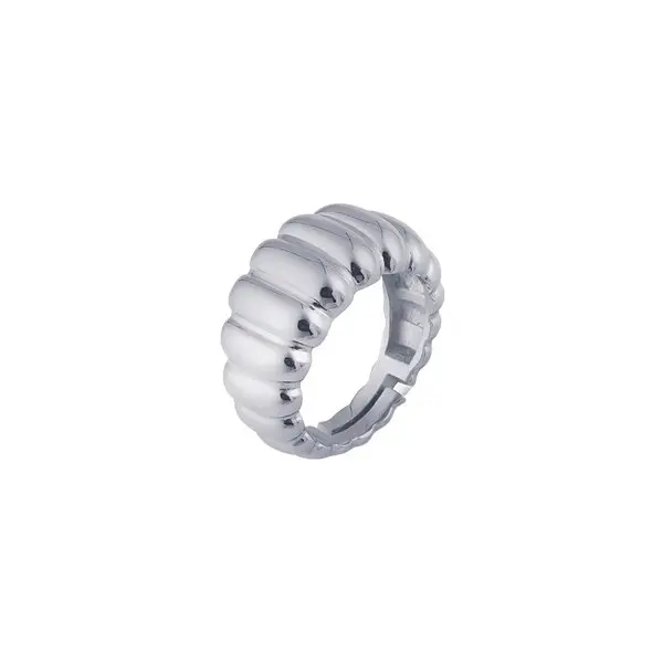 SPERO LONDON Chunky Multi Dished Adjustable Statet Sterling Croissant Ring - Silver