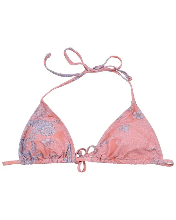 LORDS OF HARLECH Flavia Paisley Explosion Coral Bikini Top - Pink