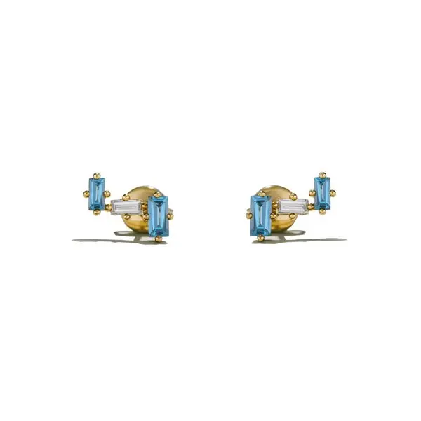 ONI Aquamarine & Diamond Cluster Tri-studs - Gold