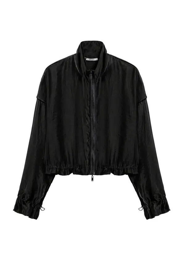 NOCTURNE Braid-trim Sheer Jacket - Black