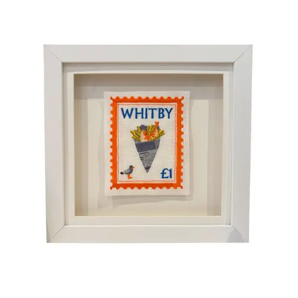 LILLY LOVES Whitby, England Inspired Postage Stamp Wall Art - Orange