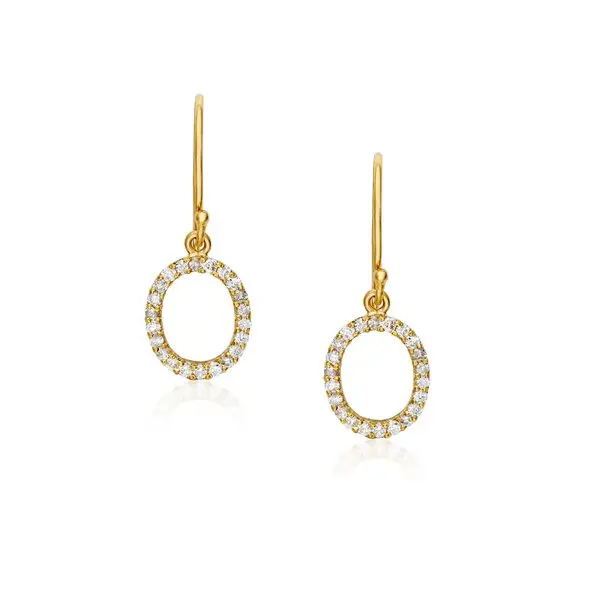 PREETI SANDHU Oval Drop Earrings Pave Set - Gold