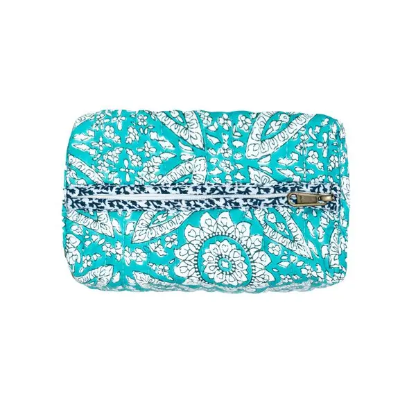 INARA Mediterranean Mosaic Small Cotton Wash Bag - Blue
