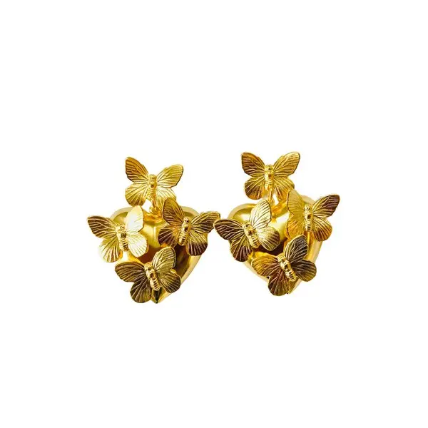 THE PINK REEF Butterfly Cluster Heart - Gold
