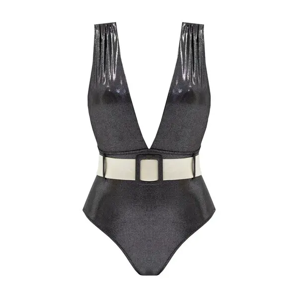 AULALA PARIS Starry Night One Piece Swimsuit With Belt - Black
