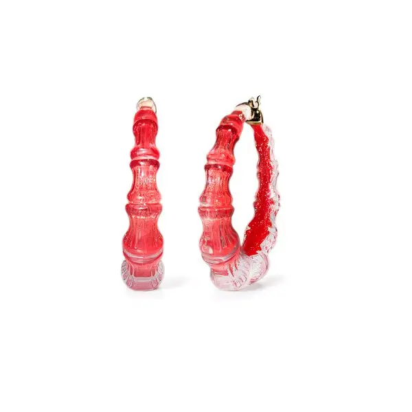 GOLD & HONEY Bamboo Illusion Hoop Earrings In Watermelon - Red