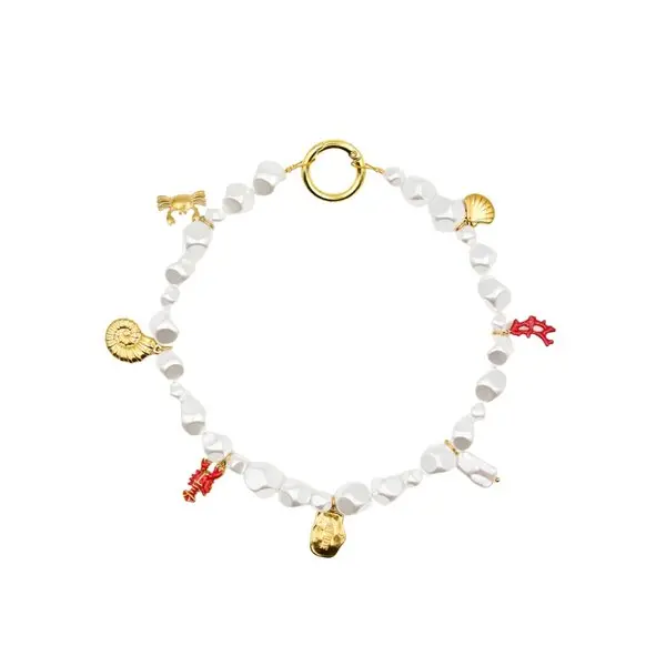CAFIDE Coral Dog Charm Necklace, Sira - White