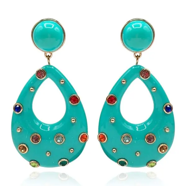 MICHAEL NASH JEWELRY Estelle Studded Turquoise Resin Large Hoop Earrings - Blue
