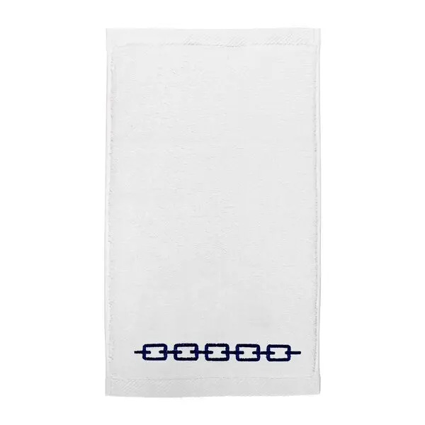 KM HOME COLLECTION Blue / White Navy Chain Embroidery Hand Towel - Blue/white