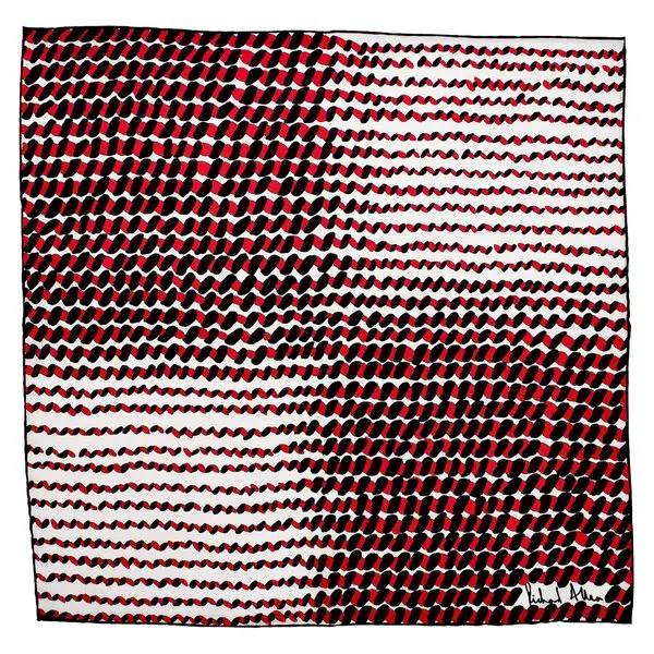 RICHARD ALLAN LONDON Black / White / Red Red Dash Silk Neckerchief - Black/white/red
