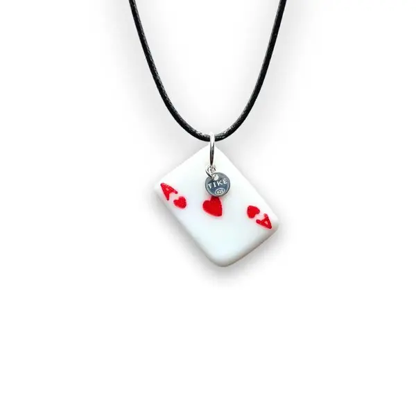 Tiké Jewels Red Ace Of Hearts Porcelain Choker Necklace – Sterling - Silver
