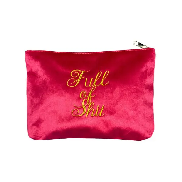 LILLY LOVES Full Of Shit Velvet Pouch - Red