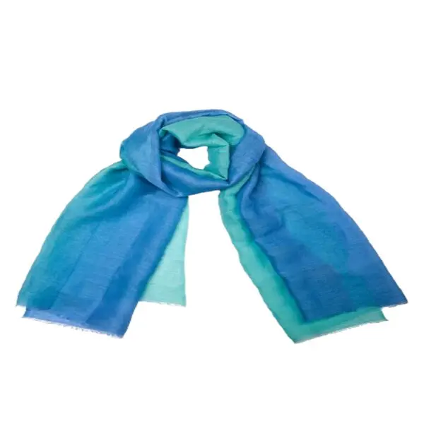 Saachi Linen Ombré Aqua Scarf - Blue