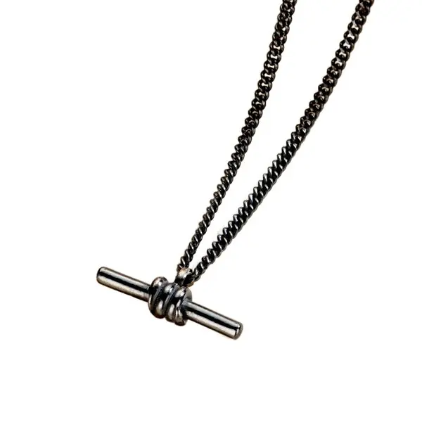 POSH TOTTY DESIGNS Oxidised Sterling Column T-bar Pendant Necklace - Silver