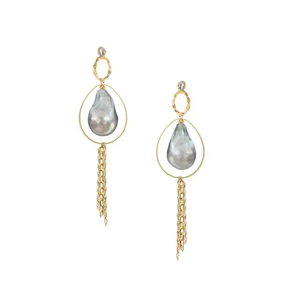 ADRIANA PAPPAS DESIGNS Midnight Magic Earrings - Gray/yellow