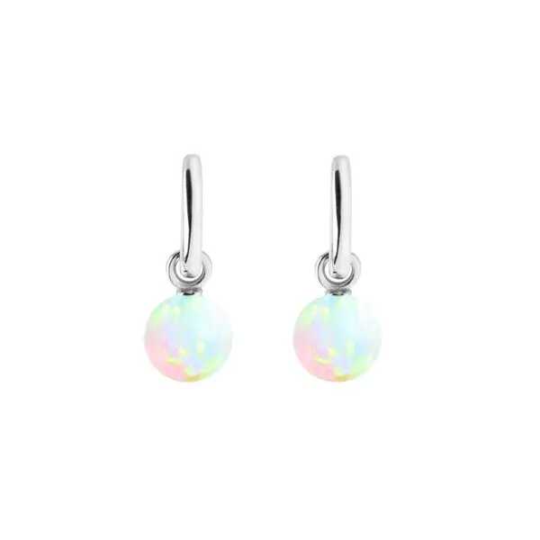 ORA PEARLS Aetia Sea Opal Hoop Earrings - Silver