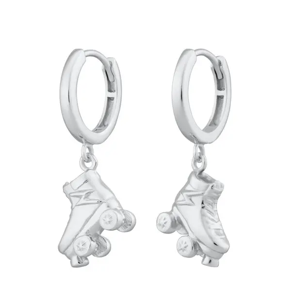 LILY CHARMED Sterling Roller Skate Charm Hoop Earrings - Silver