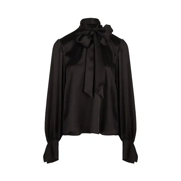 THE SUMMER EDIT Kat Pussybow Blouse - Black