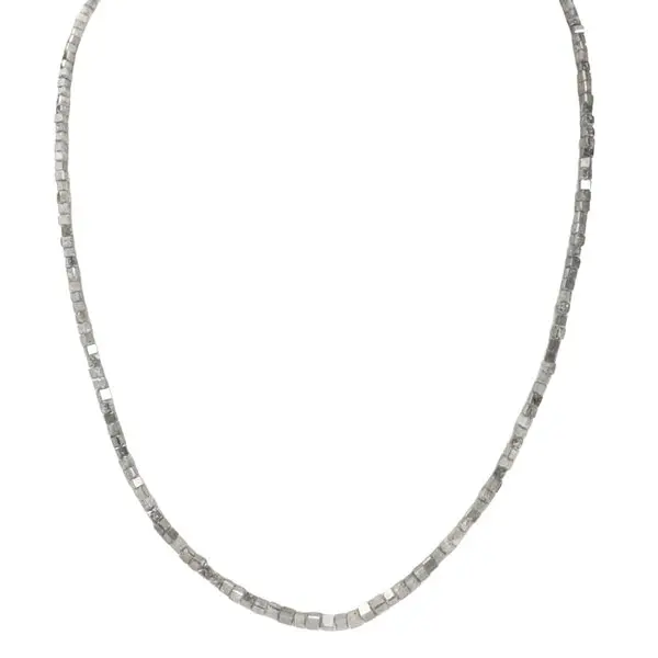 RAHUL'S JEWELS Silver / Grey 16"-18" Adjustable Length Genuine Light Grey Diamond Cube Necklace - Silver/grey